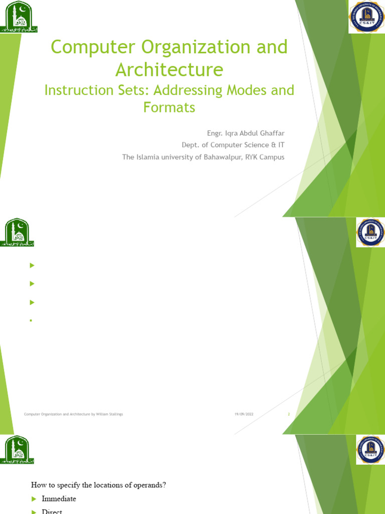 Instruction Sets Addressing Modes And Formats Pdf Integrated Circuit Computer Programming
