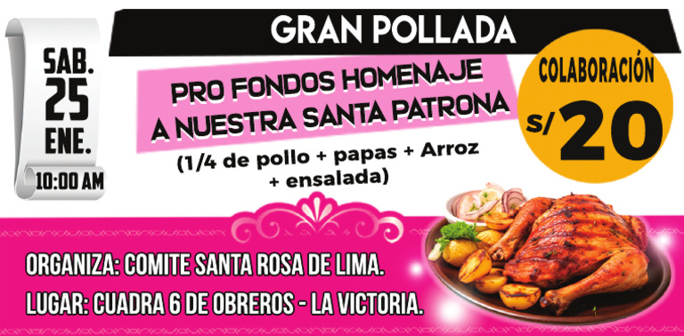 Primera Actividad Gran Pollada Comite Santa Rosa de Lima 01-02-2025 | PDF