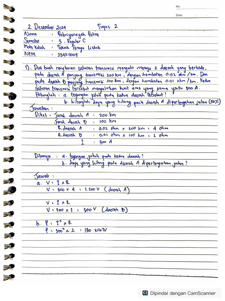 Tugas 2 Teknik Tenaga Listrik_Febriyansyah Putra | PDF