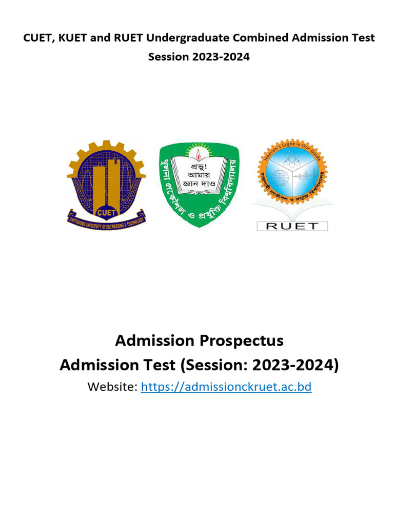 KUET Admission Test 2023-2024 Guide | PDF | University And College ...
