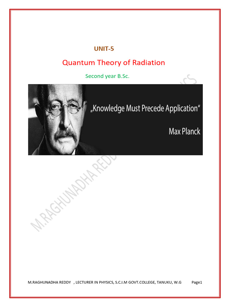 Quantum Theory of Radiation | PDF | Sun | Applied And Interdisciplinary Physics