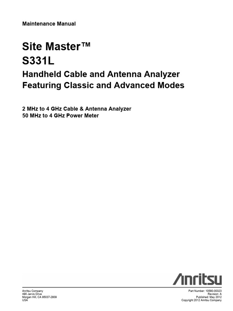 Anritsu S331L Maintenance Manual | PDF | Electrostatic Discharge | Electrical Engineering