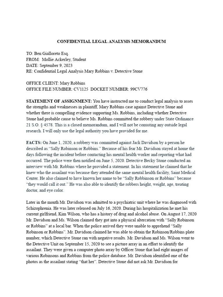 Memo 1 | PDF | Probable Cause | Arrest