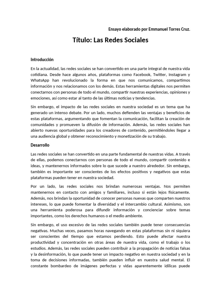 Impacto de las Redes Sociales en la Sociedad | PDF | Servicio de redes ...
