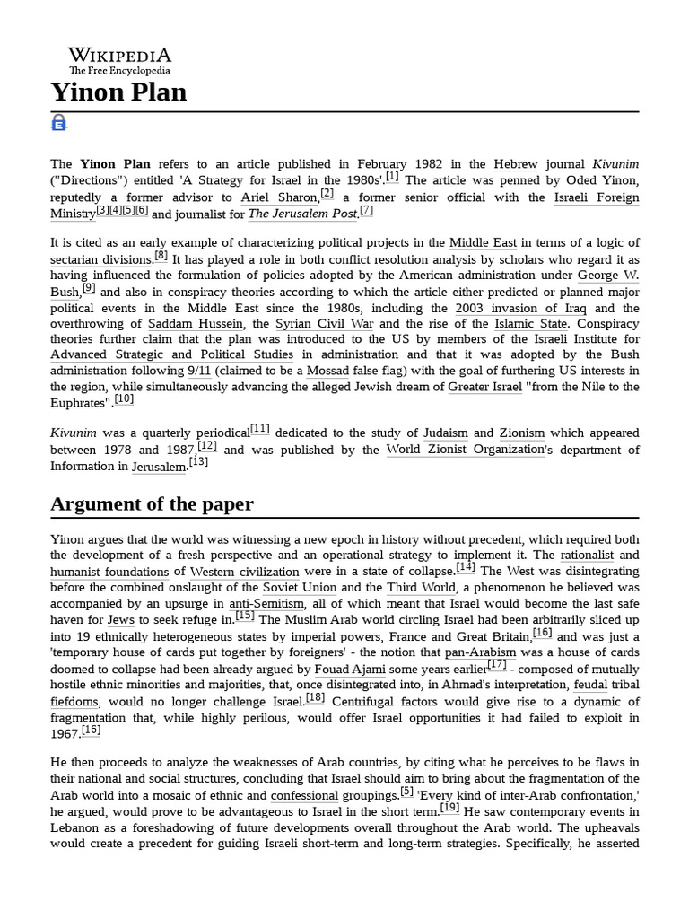 Yinon_Plan | PDF | Middle East | Israel