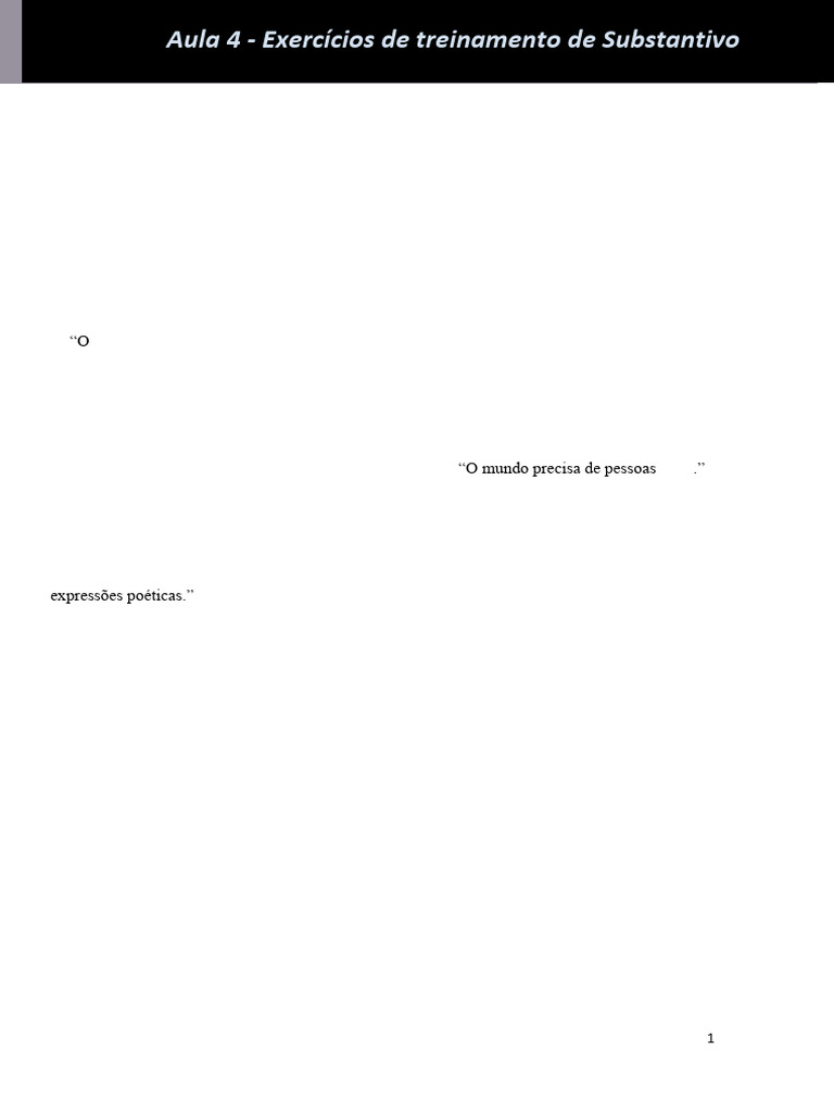Aula 4 - Exercícios de Treinamento de Substantivo | PDF | Emoções ...