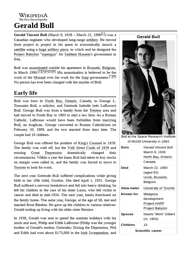 Gerald - Bull CANADENSE ASSASSINADO POR ISRAEL NA BELGICA | PDF ...