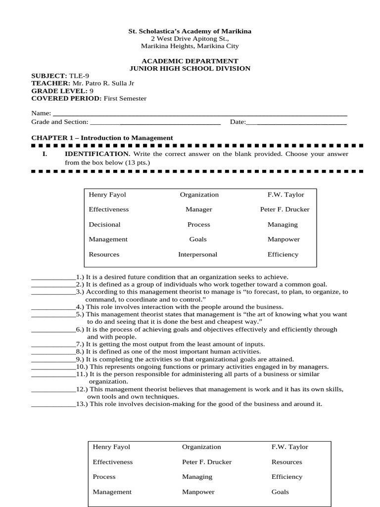 TLE-9 Trimestral Exam Guide | PDF | Partnership | Sole Proprietorship