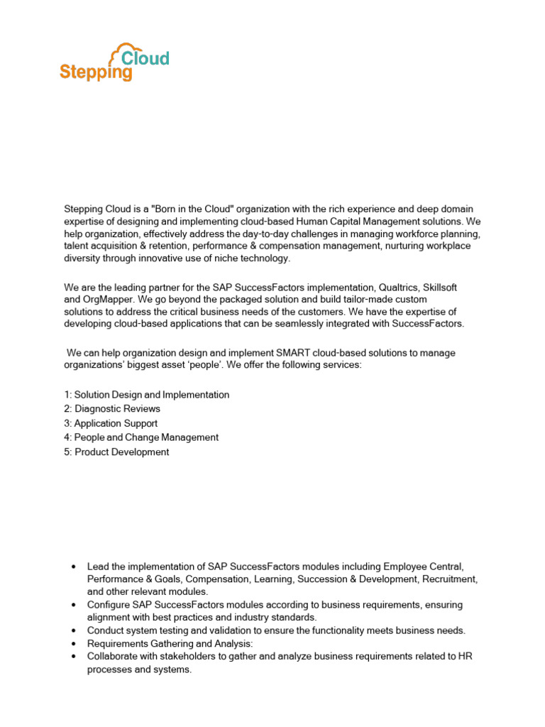 JD - Stepping Cloud - Functional Consultant | PDF | Human Resource Management | Business