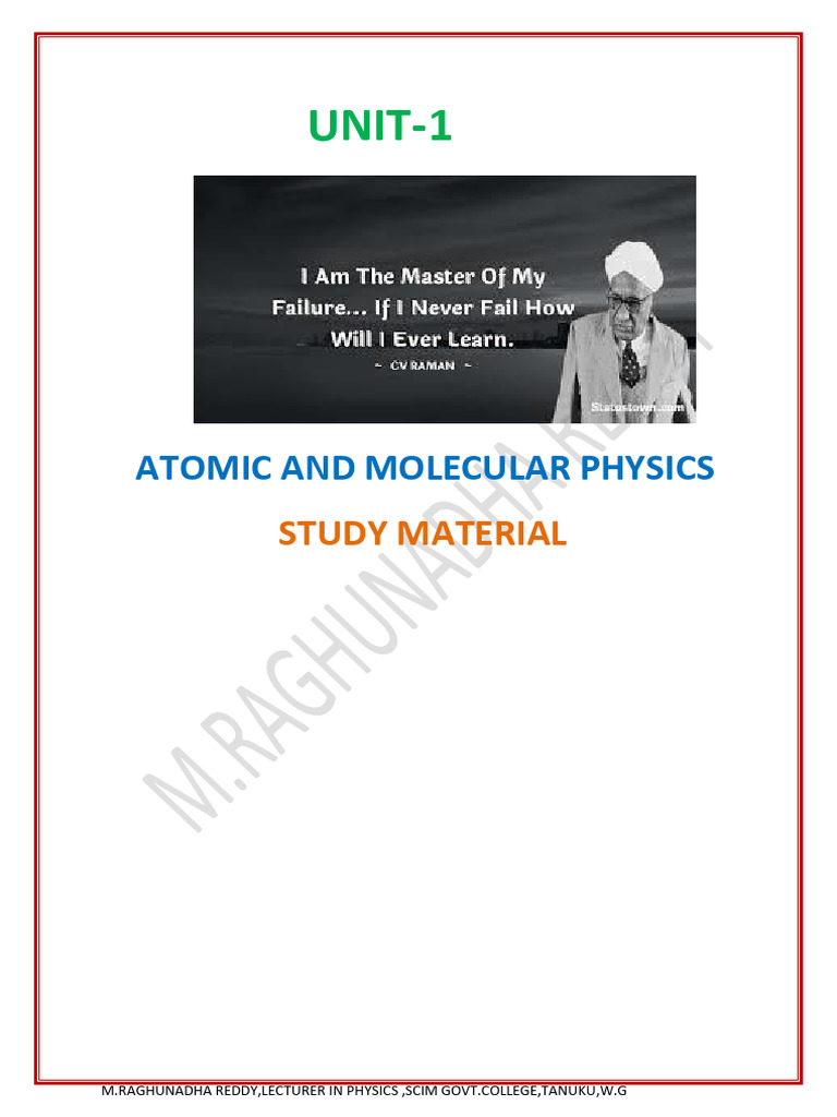Atomic and Molecular Physics Study Guide | PDF | Atomic Orbital | Spin ...