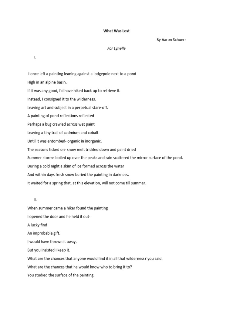 What Was Lost Poem | PDF