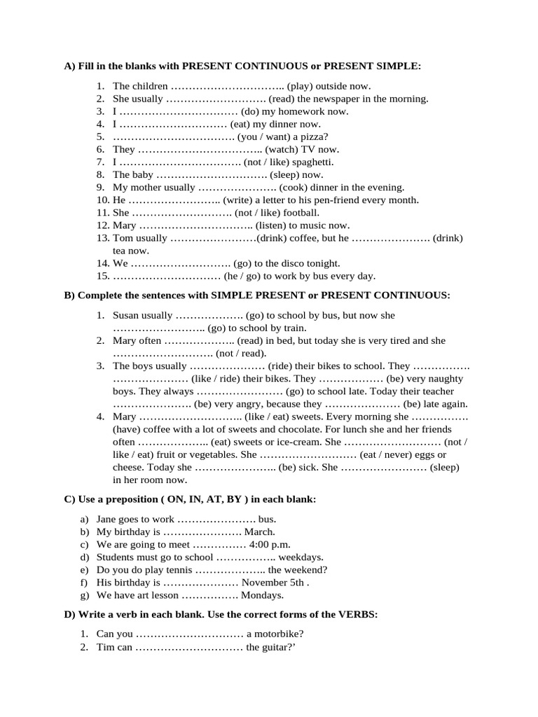 Present Simple +present Continous | PDF