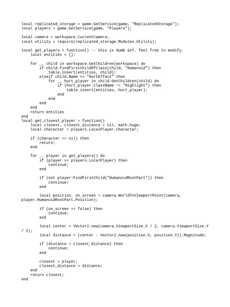 Rivals Silent Aim Open Source October 2024 | PDF