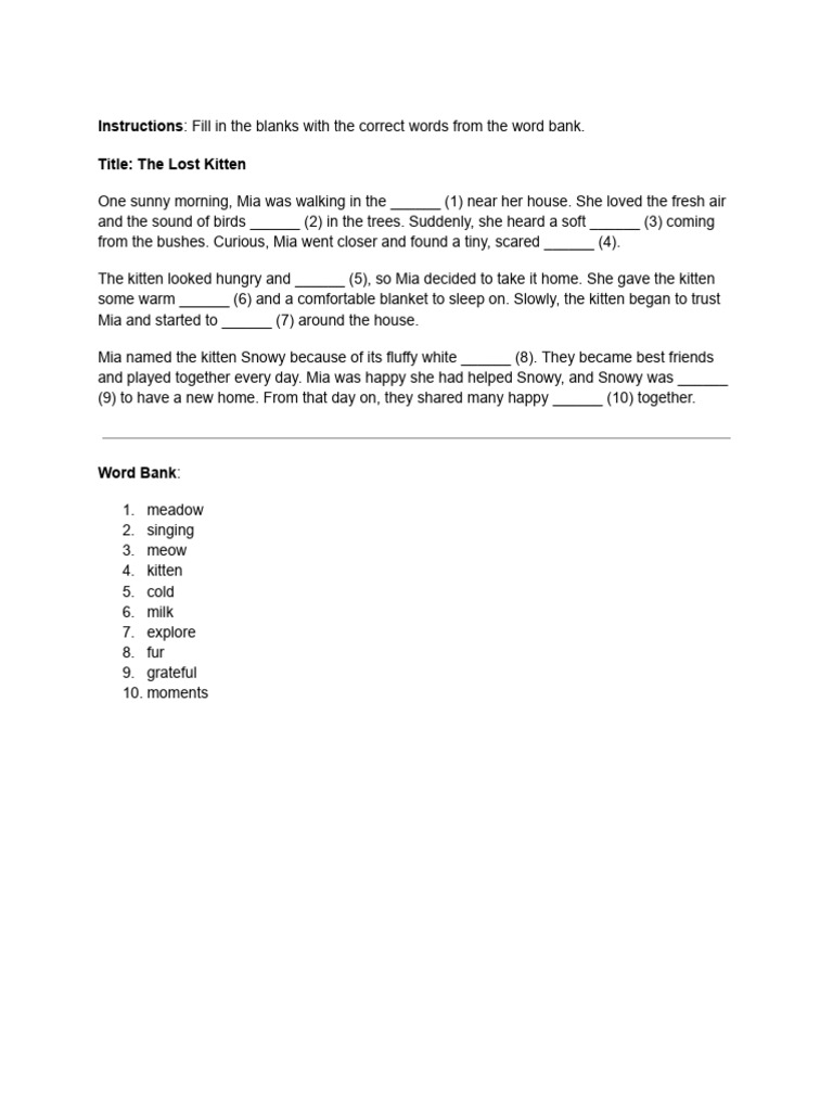 Narrative - The Lost Kitten | PDF