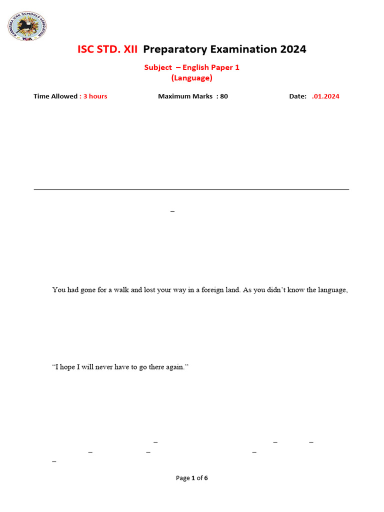 QP ISC English Language 2024 | PDF