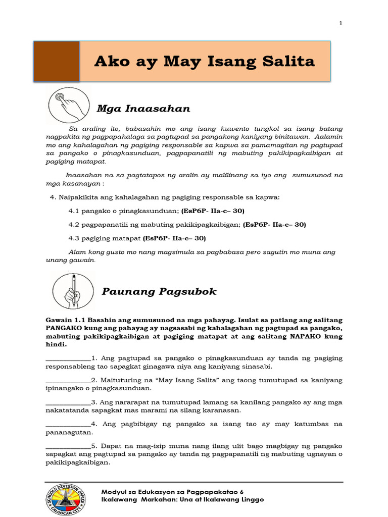 ESP 6 Q2 Weeks 1 2 | PDF