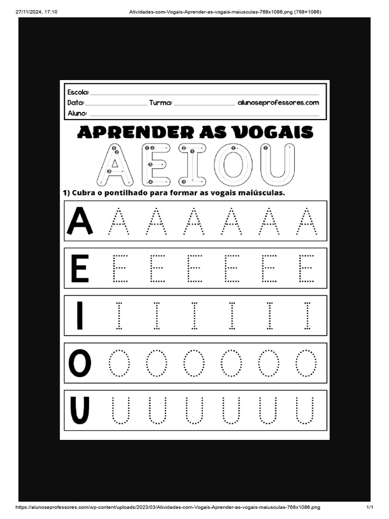 vogais lara Atividades-com-Vogais-Aprender-as-vogais-maiusculas-768x1086 | PDF