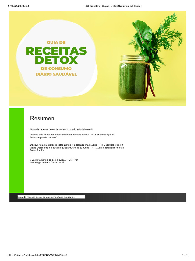 Recetas Detox: Adelgaza Saludablemente | PDF | Dieta | Té