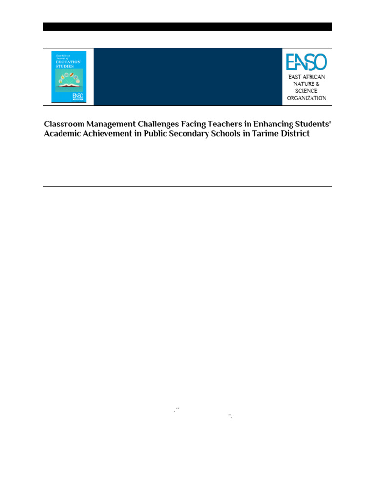 Classroom Management Challenges Facing Teachers in | PDF | Classroom ...