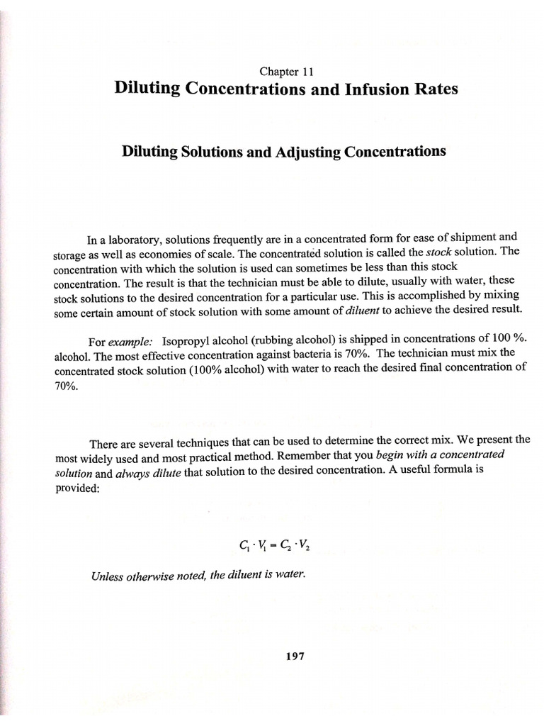 Diluting Concentrations and Infusion Rates | PDF
