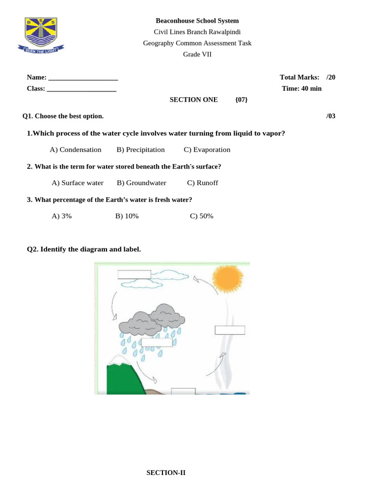 Geography CAT November-1 | PDF | Water | Water Cycle
