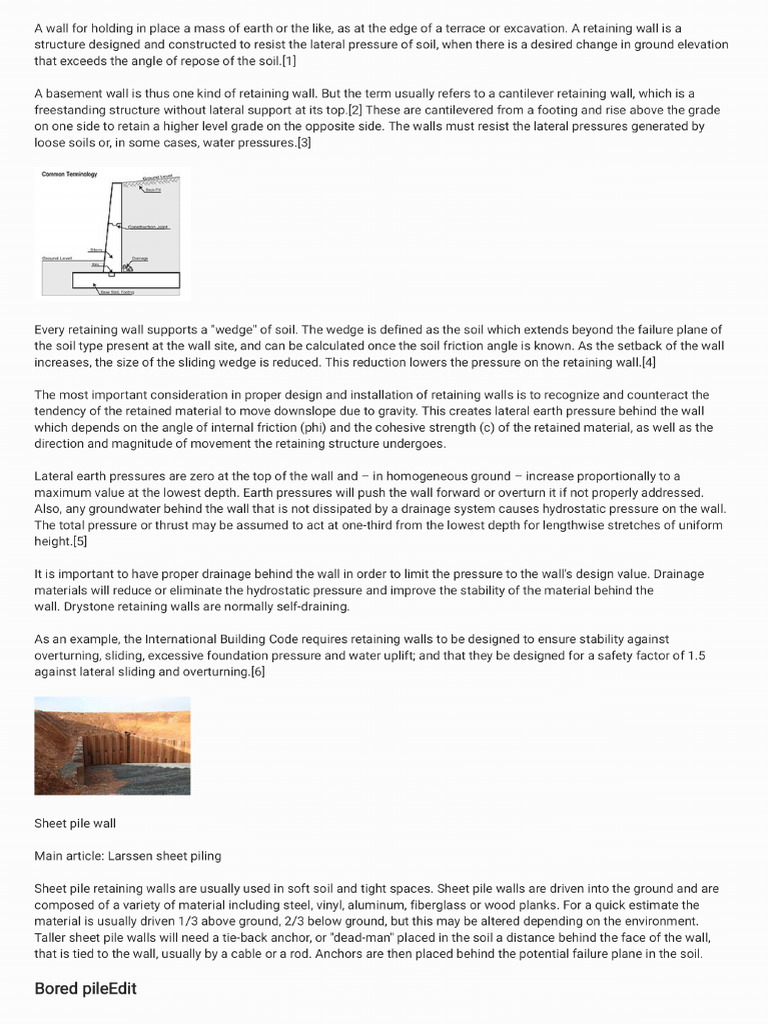 Retainning Wall Introduction | PDF