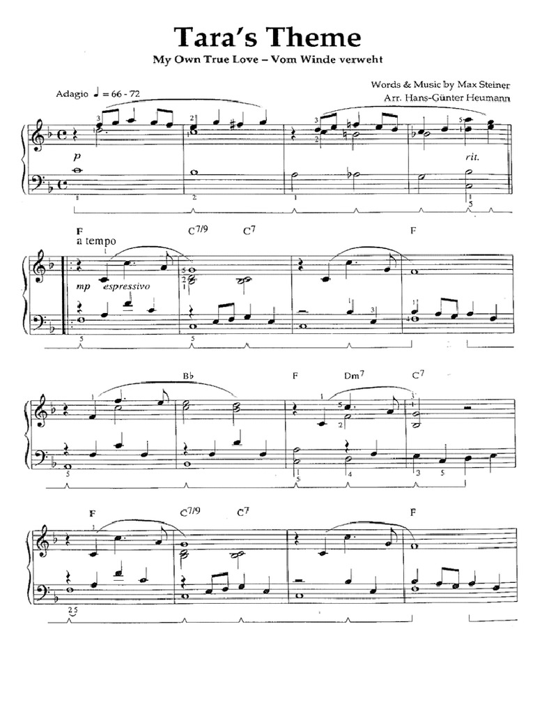 Tara S Theme (Gone With The Wind) | PDF