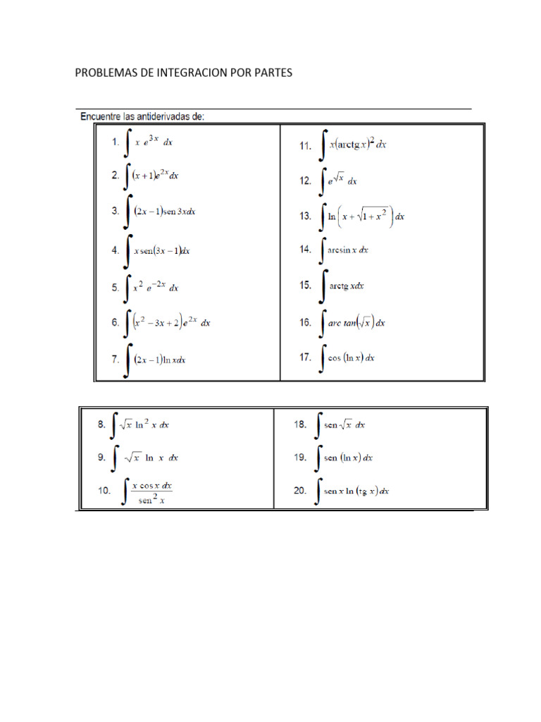 3.problemas de Integracion Por Partes | PDF