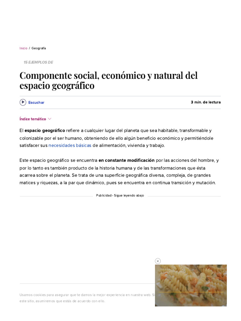 Ejemplos de Componente Social, Económico y Natural Del Espacio ...
