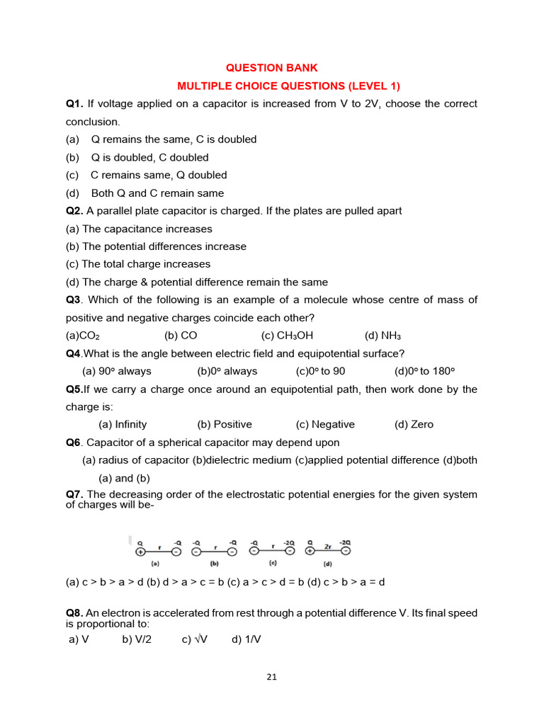 Ch-2 Questions Bank | PDF | Capacitor | Capacitance