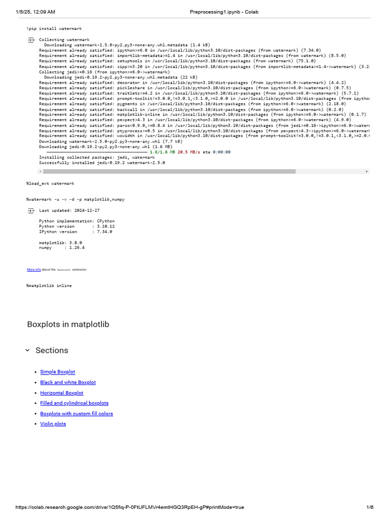 Python Watermark and Boxplot Guide | PDF | Descriptive Statistics | Robust Statistics