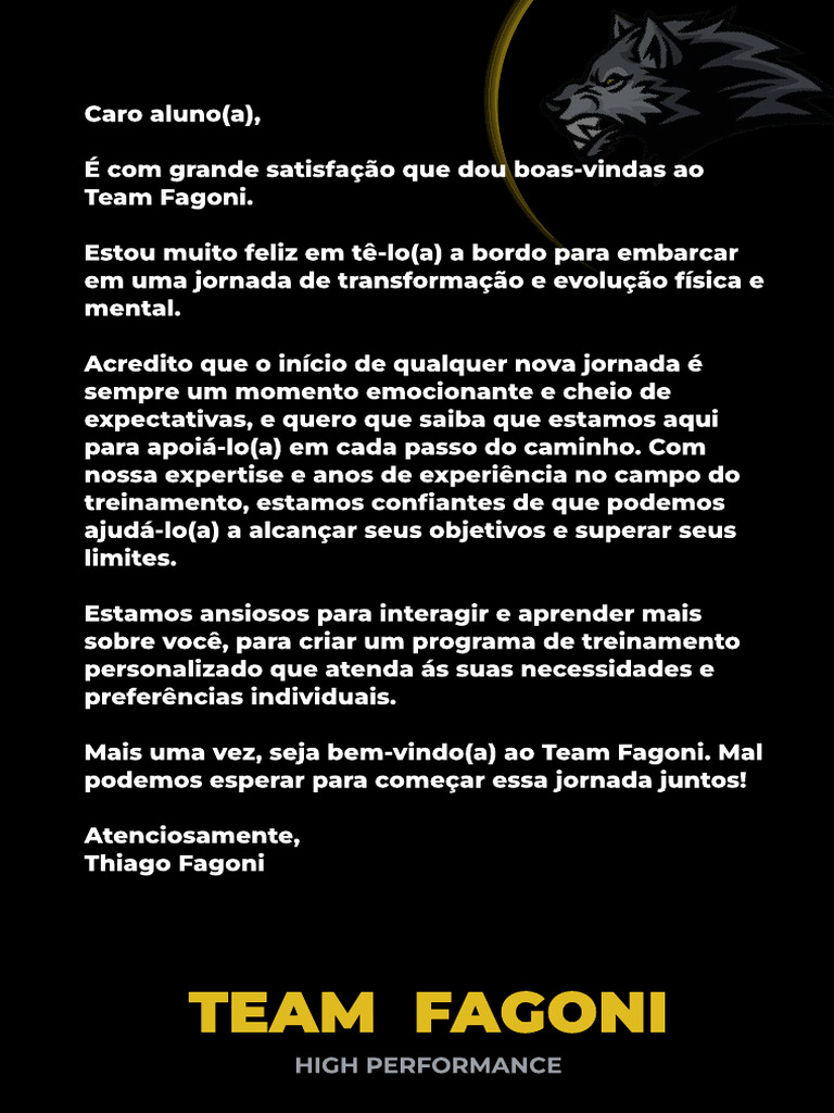 Carta de Boas-Vindas | PDF