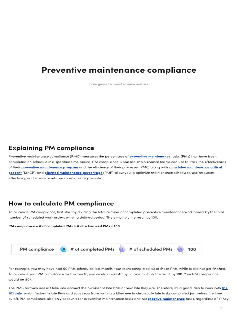 Preventive Maintenance Report - PM Compliance - Fiix | PDF ...