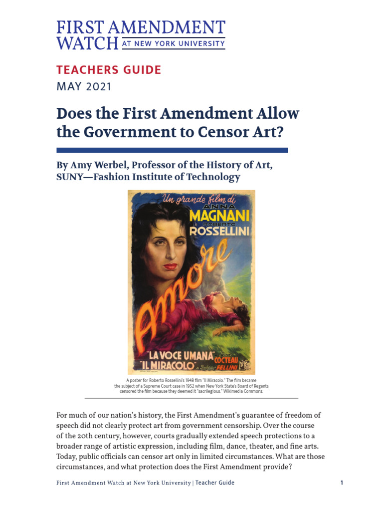 Art Censorship Teacher Guide Compressed | PDF | Miller V. California ...