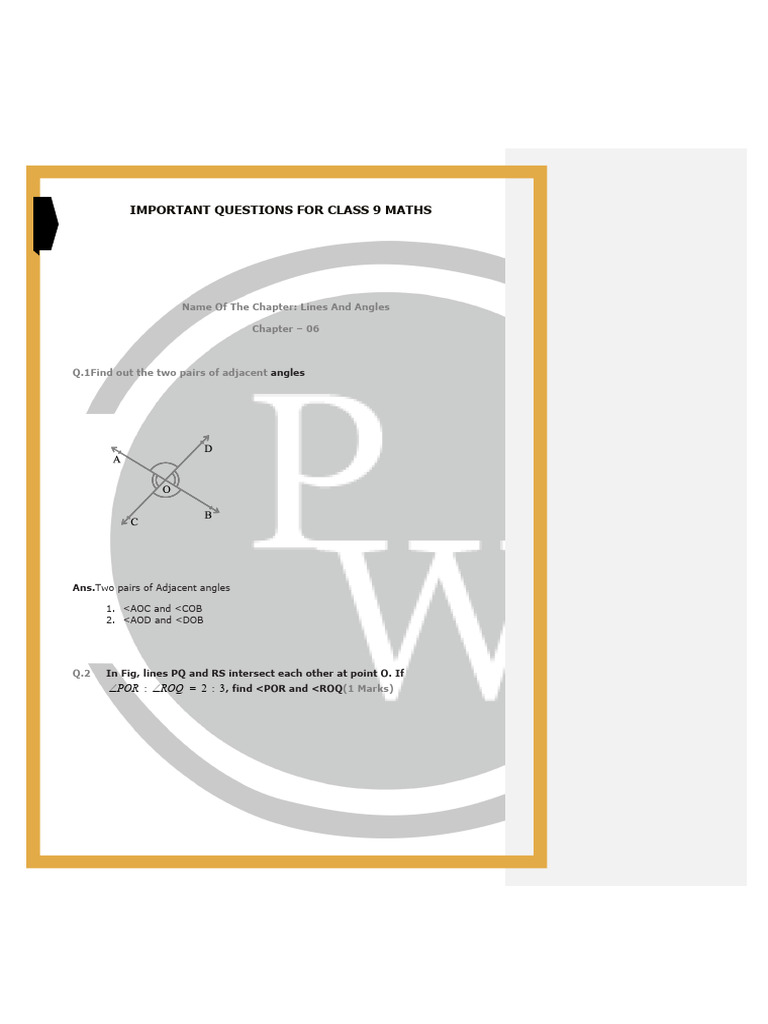 PW-ANGLES | PDF | Elementary Mathematics | Elementary Geometry