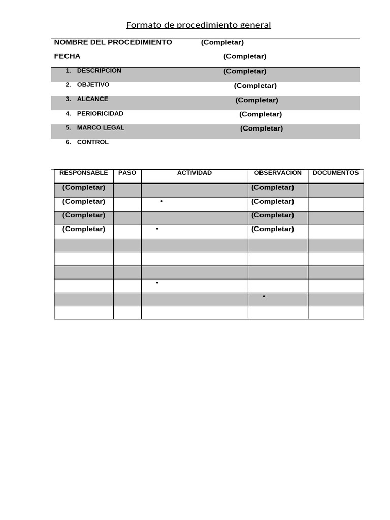 Formato de Procedimiento General | PDF