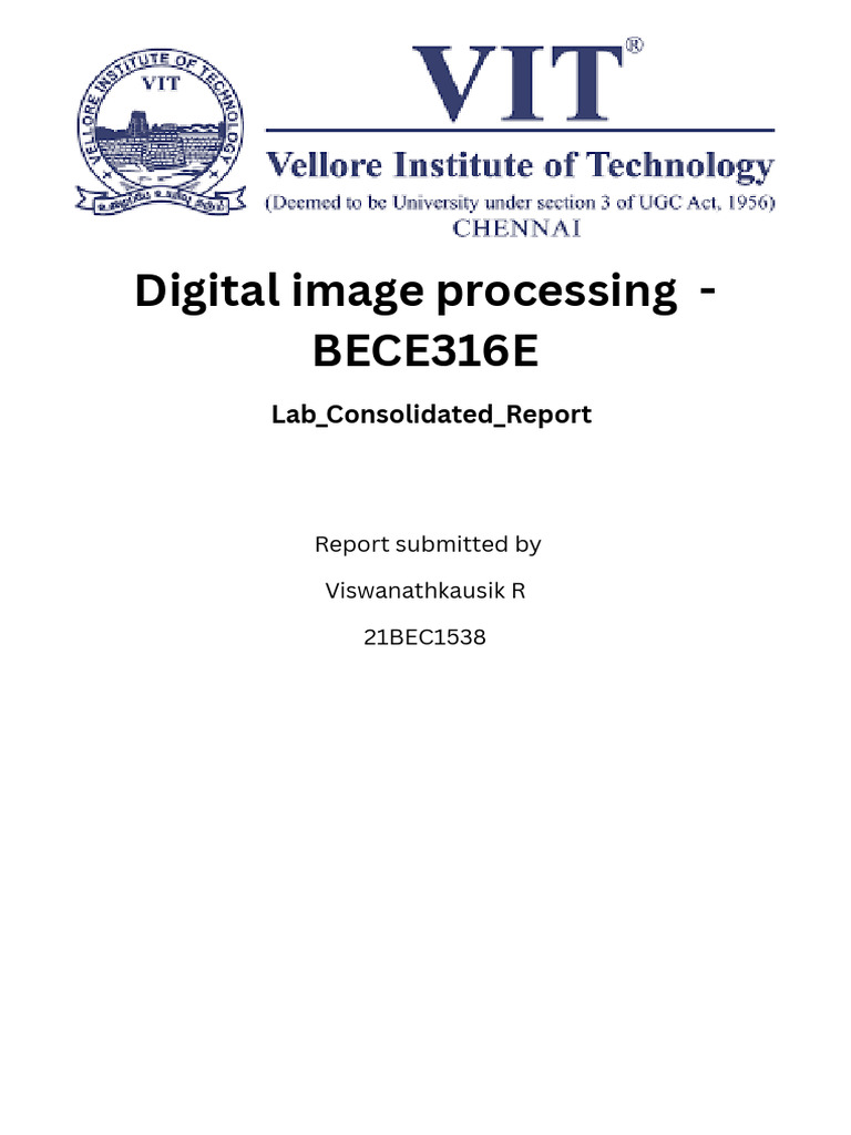 Digital Image Processing - BECE316E | PDF