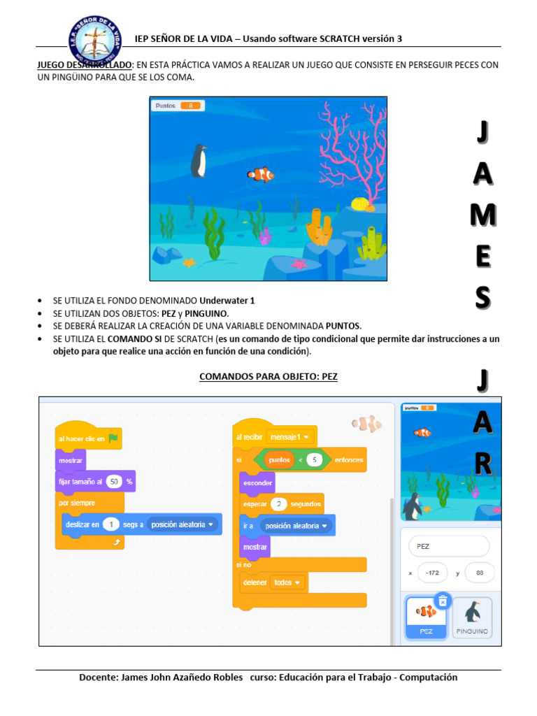 Scratch v329 Practica 03 JUEGO COMER PECES | PDF
