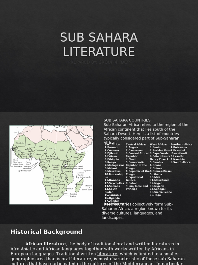 Sub-Saharan African Literature Overview | PDF | Africa | Sub Saharan Africa