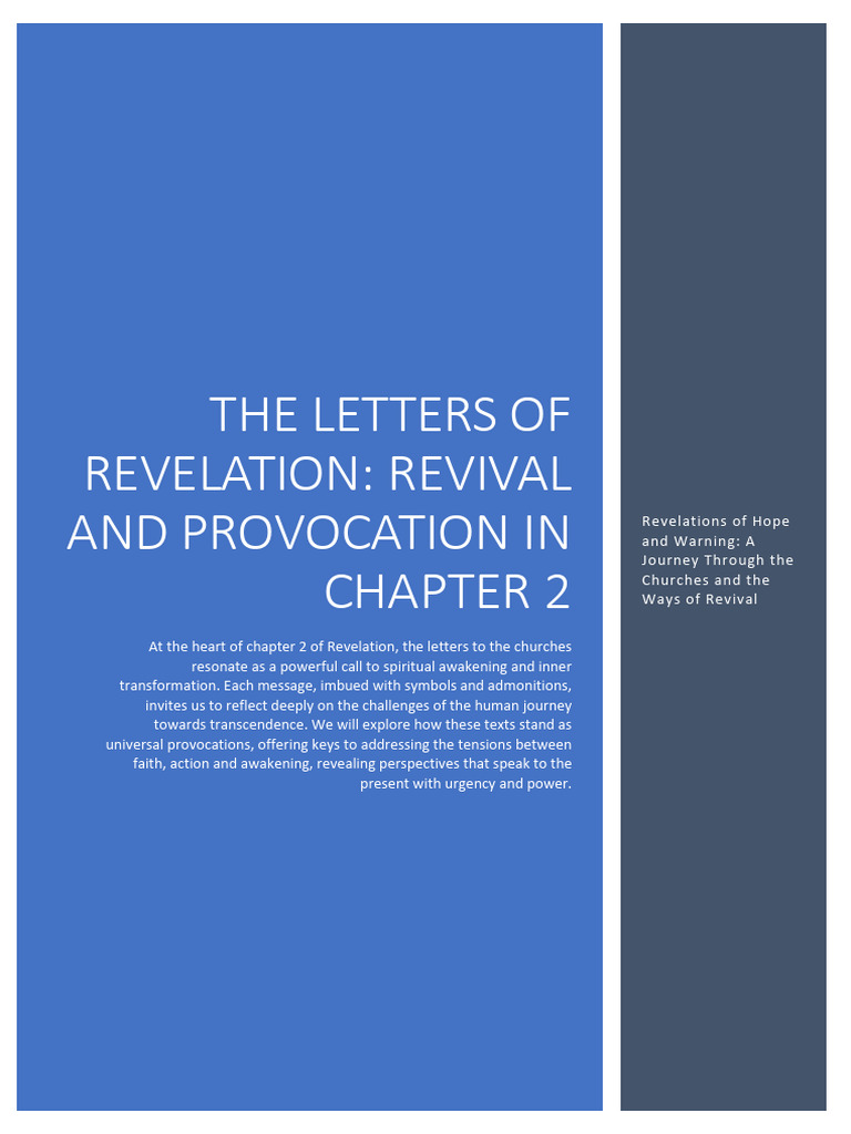 The Letters of Revelation Awakening and Provocation in Chapter 2 | PDF ...