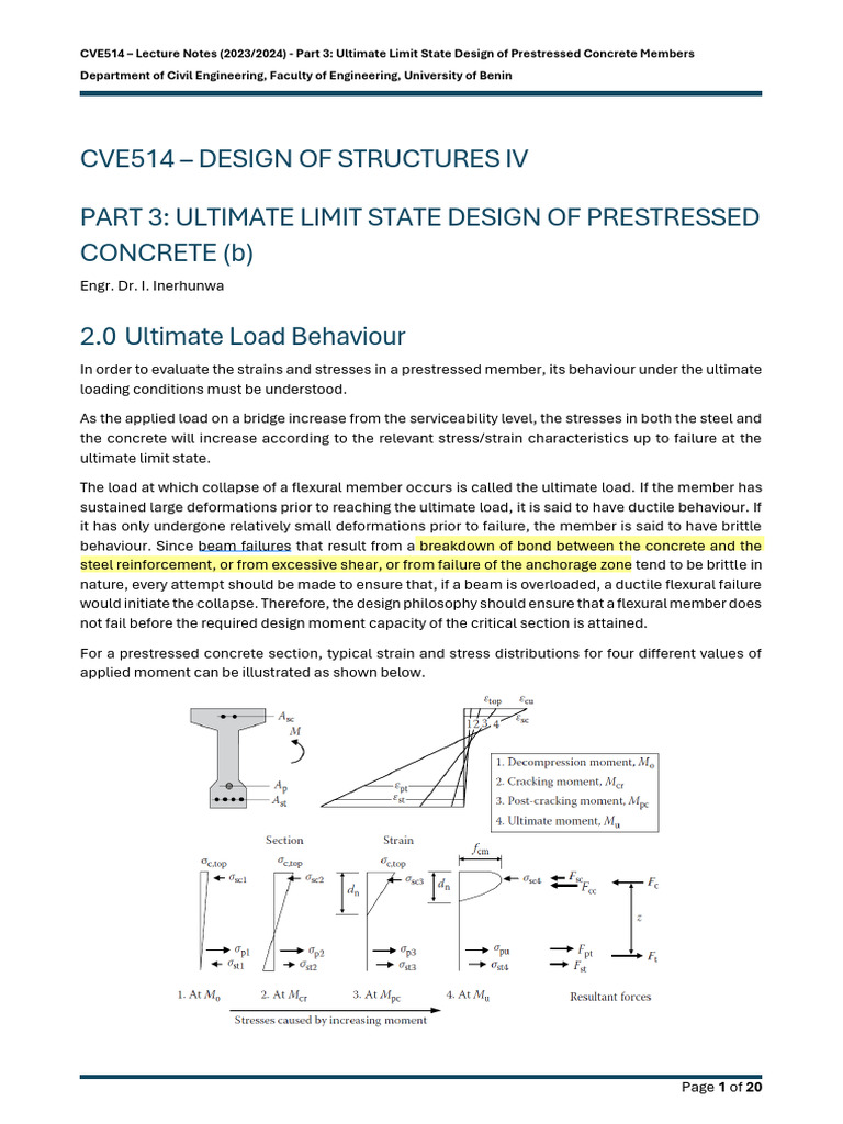 CVE514 - Part 3 - ULS Design of Prestressed Concrete Members (b) | PDF ...