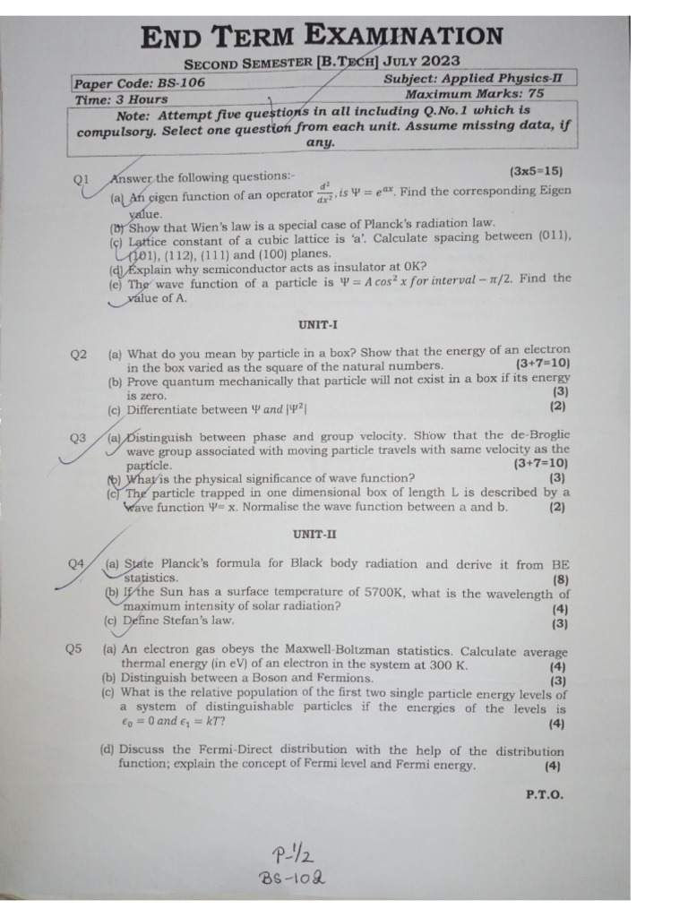 Physics II End Sem | PDF