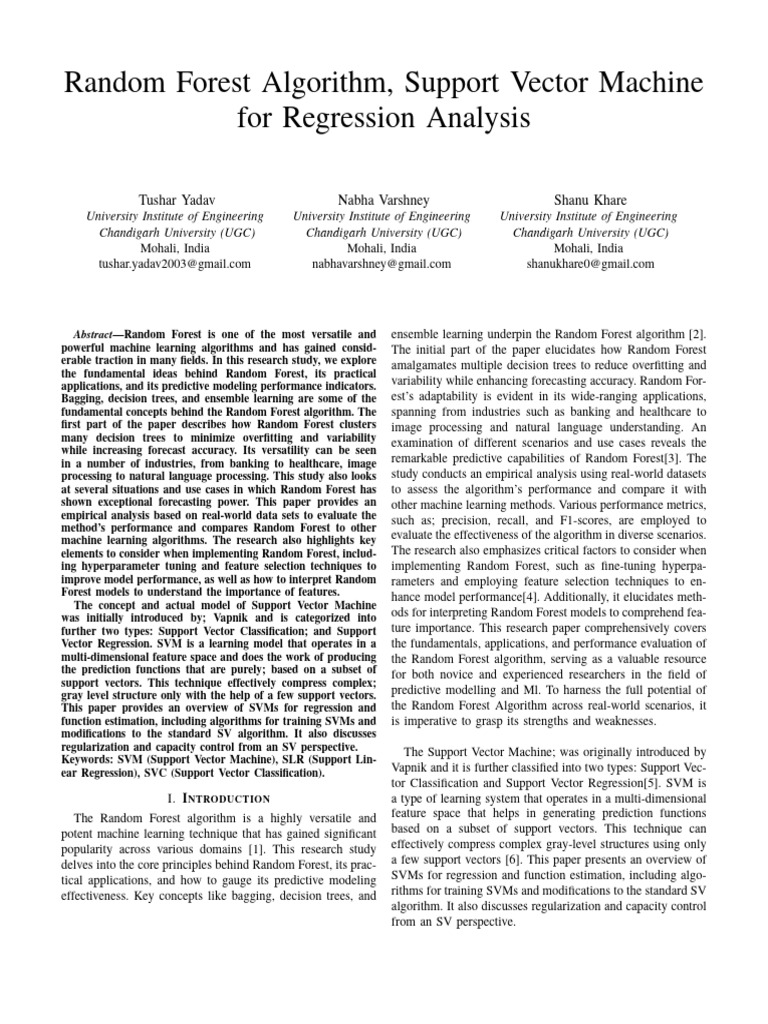 Research Paper | PDF | Support Vector Machine | Regression Analysis