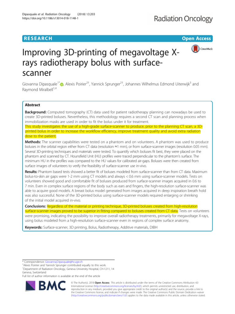 Improving 3d-Printing of Megavoltage X-Rays Radiotherapy Bolus With ...
