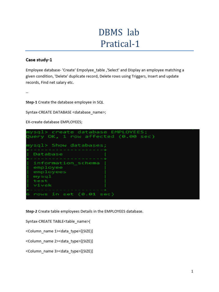 DBMS lab | PDF | Databases | Computer Programming