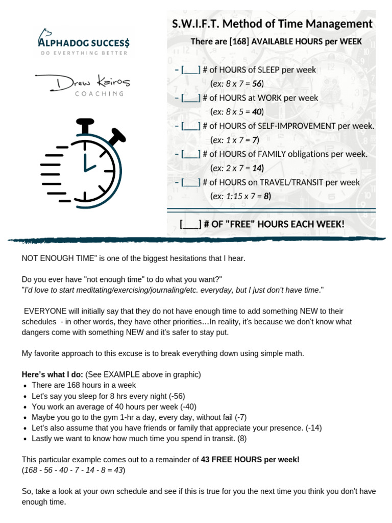 Not Enough Time - SWIFT Time Management Strategy | PDF