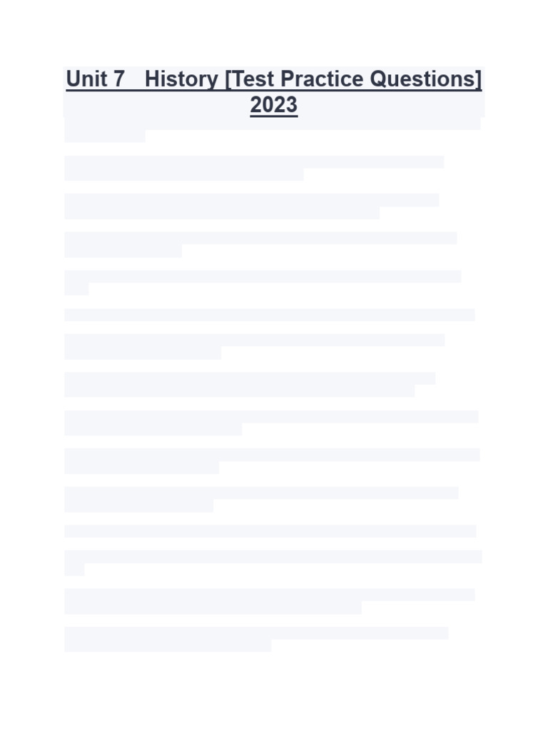 Unit 7 - History (Test Practice Questions) 2023 | PDF | Reconstruction ...
