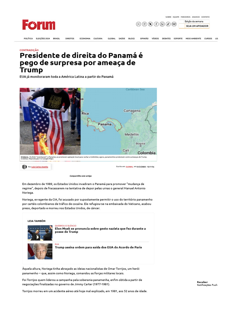 Presidente de direita do Panamá é pego de surpresa por ameaça de Trump ...