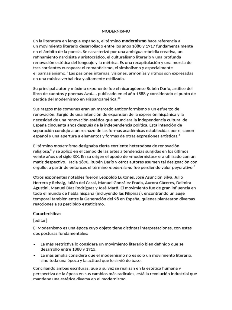 Modernismo en la Literatura Hispánica | PDF