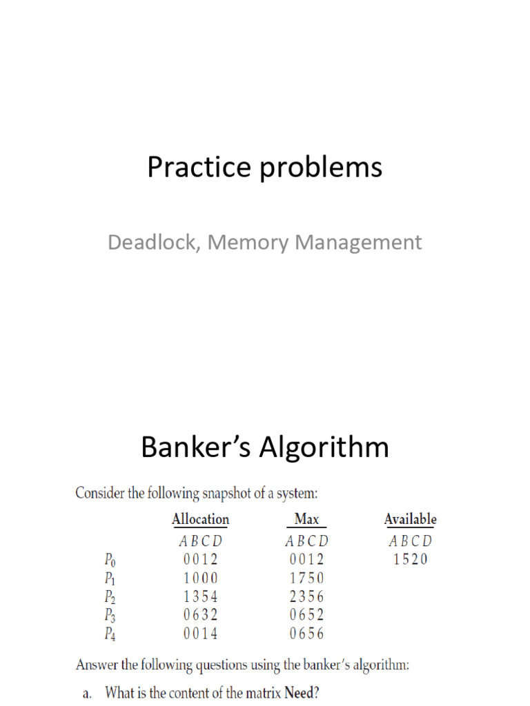 Deadlock and Memory Management Problems | PDF